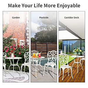 HOMEFUN Bistro Table and Chairs Set of 2 Outdoor -3 Piece Outdoor Patio Set, Butterfly Pattern Cast Aluminum Patio Bistro Set for Garden Balcony, Durable Rust All - Weather Resistance (White)