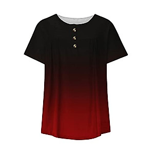 Trendy Tops for Women Women's Tops Plus Size Hide Belly Tunic 2023 Summer Short Sleeve T Shirts Henley Cute Tshirts Dressy Casual Blouses Floral Tops for Women