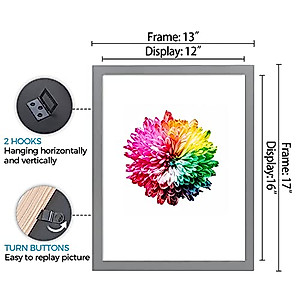 JD Concept Wood 12x16 Grey Picture Frame 5 Pack - Gallery Wall Frame Set - Suitable for Horizontal and Vertical Hanging 12 x 16 Poster Photo