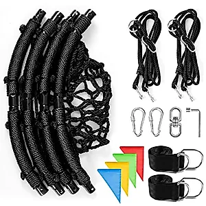 Odoland Spider Web Tree Swing, Outdoor Saucer Net Swing, 900D Oxford Platform Swing for Kids Adult, Backyard Round Flying Swing with Hanging Ropes Straps and Turnbuckle 30in Black