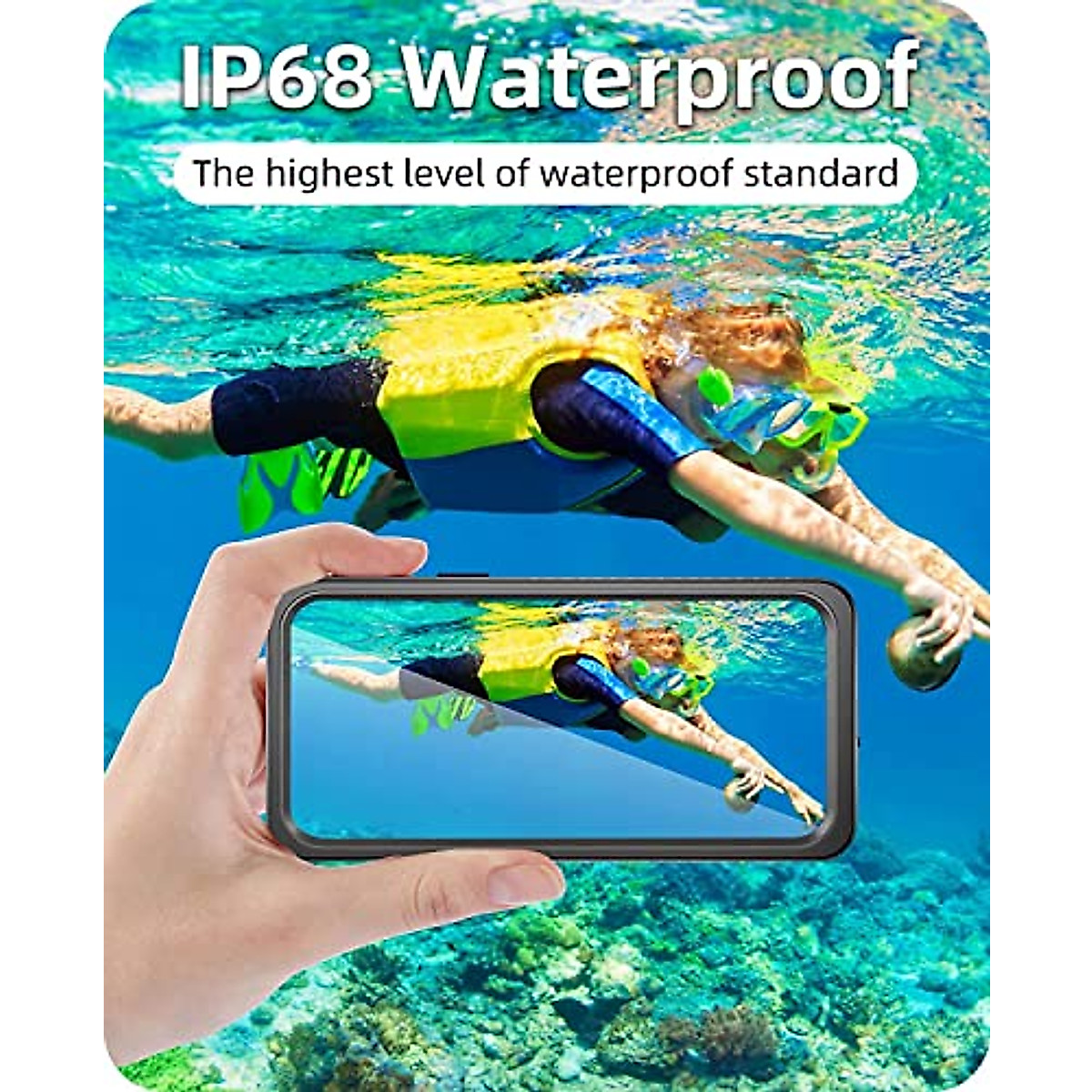 WIFORT iPhone 12 Waterproof Case - Built-in Screen Protector Water Resistant Cover Protective Drop Protection Hard, Shockproof Full Body Defender Tough Military Grade - 6.1" Black