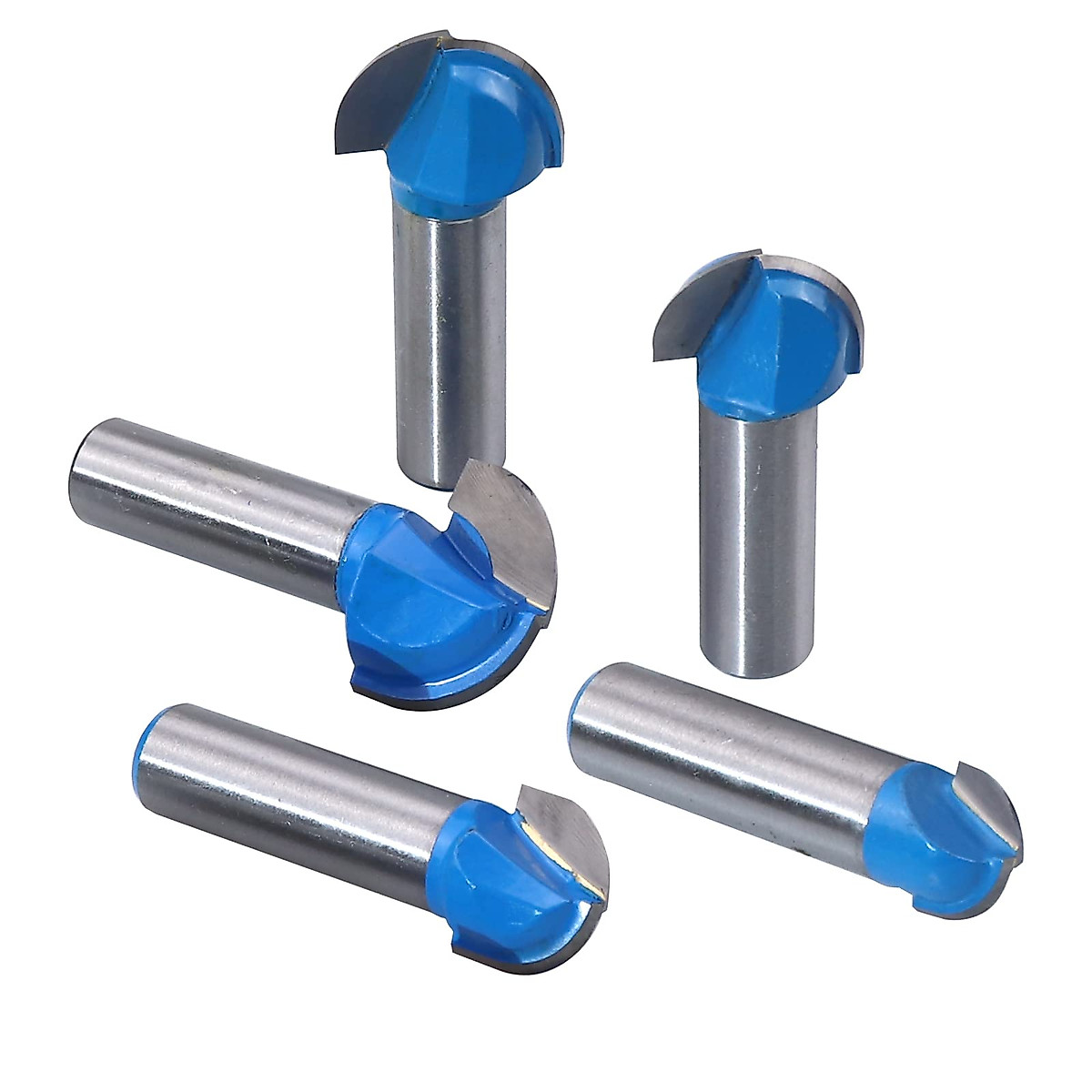 ROOCBIT Core Box Router Bit Set Double Flute Round Nose Router Bit Woodworking Tool Round Groove Router Bit 1/2 Inch Shank -( 5/8" 3/4" 7/8" 1" 1-1/8") 5PCS