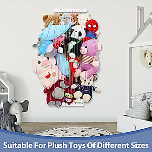 PHOENANCEE Stuffed Animal Storage,Stuff Animals Organizer for Plushies Toy Holder Net Zoo for Kids Nursery Playroom Bedroom,Save Space,Length Adjustable,Upgraded(White)