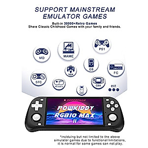 Powkiddy RGB10 MAX 2 Handheld Game Console, 5-Inch IPS Screen, 30000+ Retro Games, 4200mAh Battery, RK3326 Chip, Two-Player Online Games