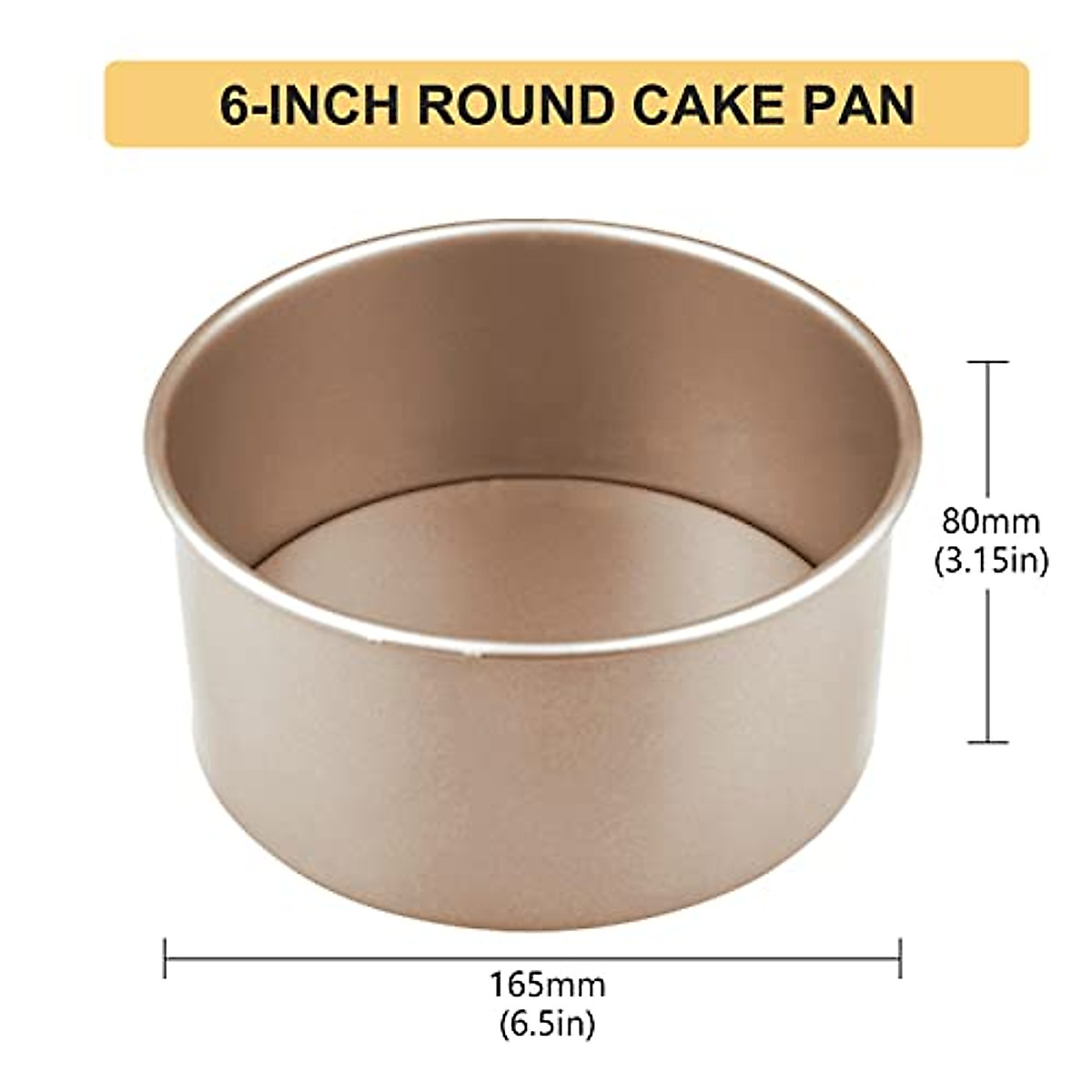 6 Inch Cake Pan Non-Stick Carbon Steel Deep Round Baking Pan with Removable Loose Bottom, Heavy Duty Deep Wall Bakeware Round Cake Pans, Quick Release Cake Molds for Baking Layer Cake, Cheese Cake