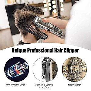 Professional Haircut Clippers and Trimmers Set, Suttik Cordless Ornate Hair Clippers for Men, Barber Clippers for Hair Cutting Kit with T-Blade Beard Trimmer Set, Knight, LED Display