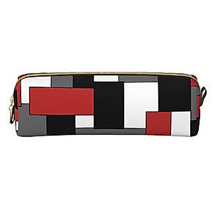 IMPCOKRU Small Pencil Bag Study Pencil Bag Key Pouch,Red Black and Gray Plaid,Stationery Storage Pencil Case for School Office Travel