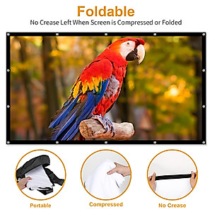 Azzuro 120 inch Projector Screen, Double Sided Washable Outdoor Projection Screens, 16:9 Foldable Anti-Crease Portable Projection Movies Screen for Camping Party, Home Theater, Office
