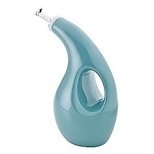 Rachael Ray 48467 Ceramic EVOO Oil and Vinegar Dispensing Bottle with Spout, 24 Ounce - Agave Blue