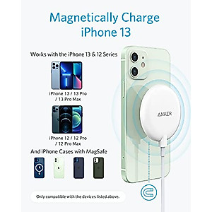 Anker 7.5W Magnetic Wireless Charger with USB-C Charger Bundle, 5 ft Built-in USB-C Cable, 313 , (Pad) Only for iPhone 14/14 Pro/14 Pro Max/13/13 Pro Max