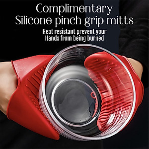 2 Pack Air Fryer Silicone Liners, Blue and Red Silicone Air Fryer Liner, Silicone Air Fryer Liners Reusable with Cooking Guide Times Sheet, Air Fryer Liners Silicone, Red Gloves