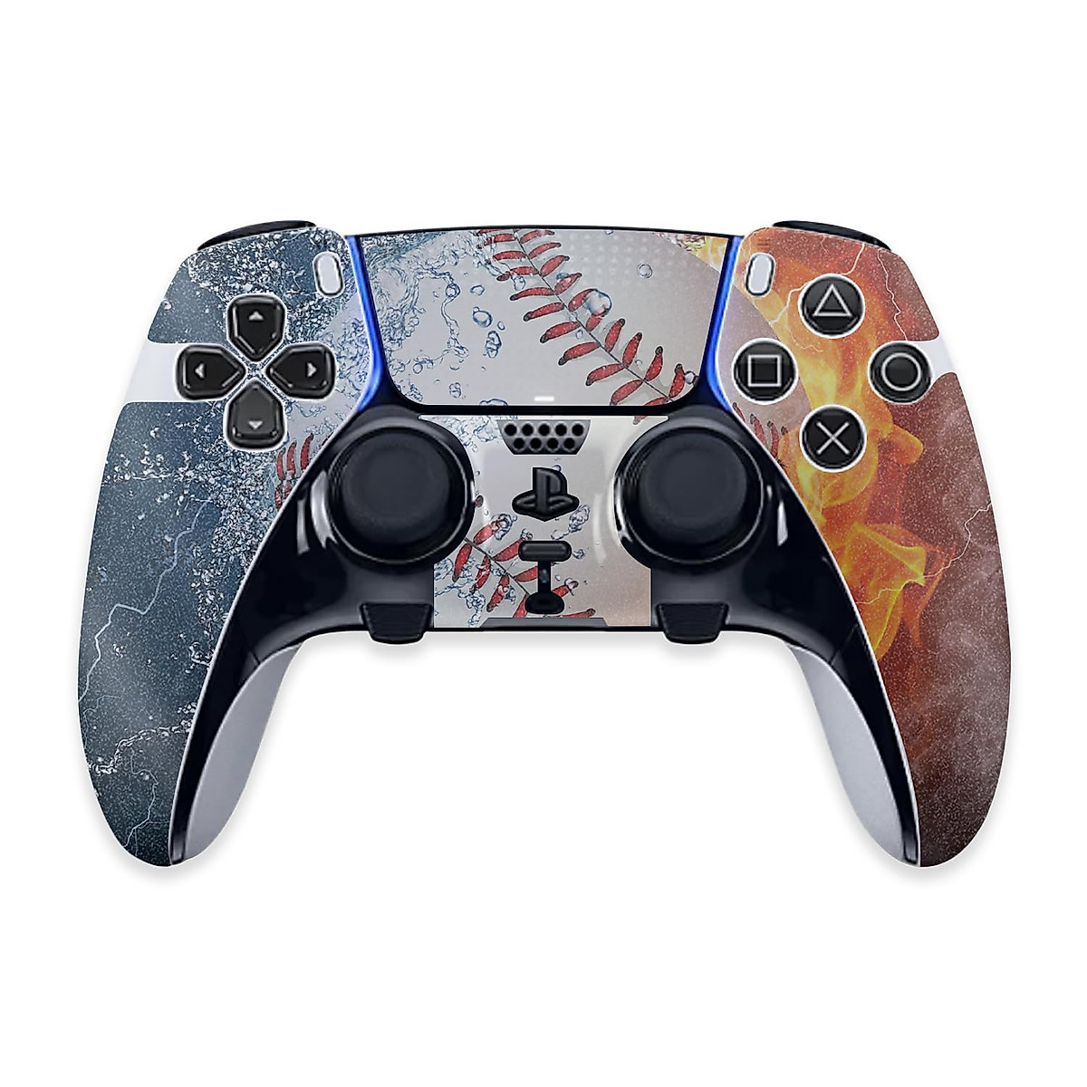 MightySkins Glossy Glitter Skin Compatible with PS5 DualSense Edge Controller - Baseball Fire | Protective, Durable High-Gloss Glitter Finish | Easy to Apply & Change Styles | Made in The USA