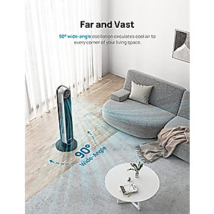 Dreo Nomad One S Smart WiFi Tower Fan with Remote, Alexa Fan,Silver,36inch,DR-HTF007S-Vine