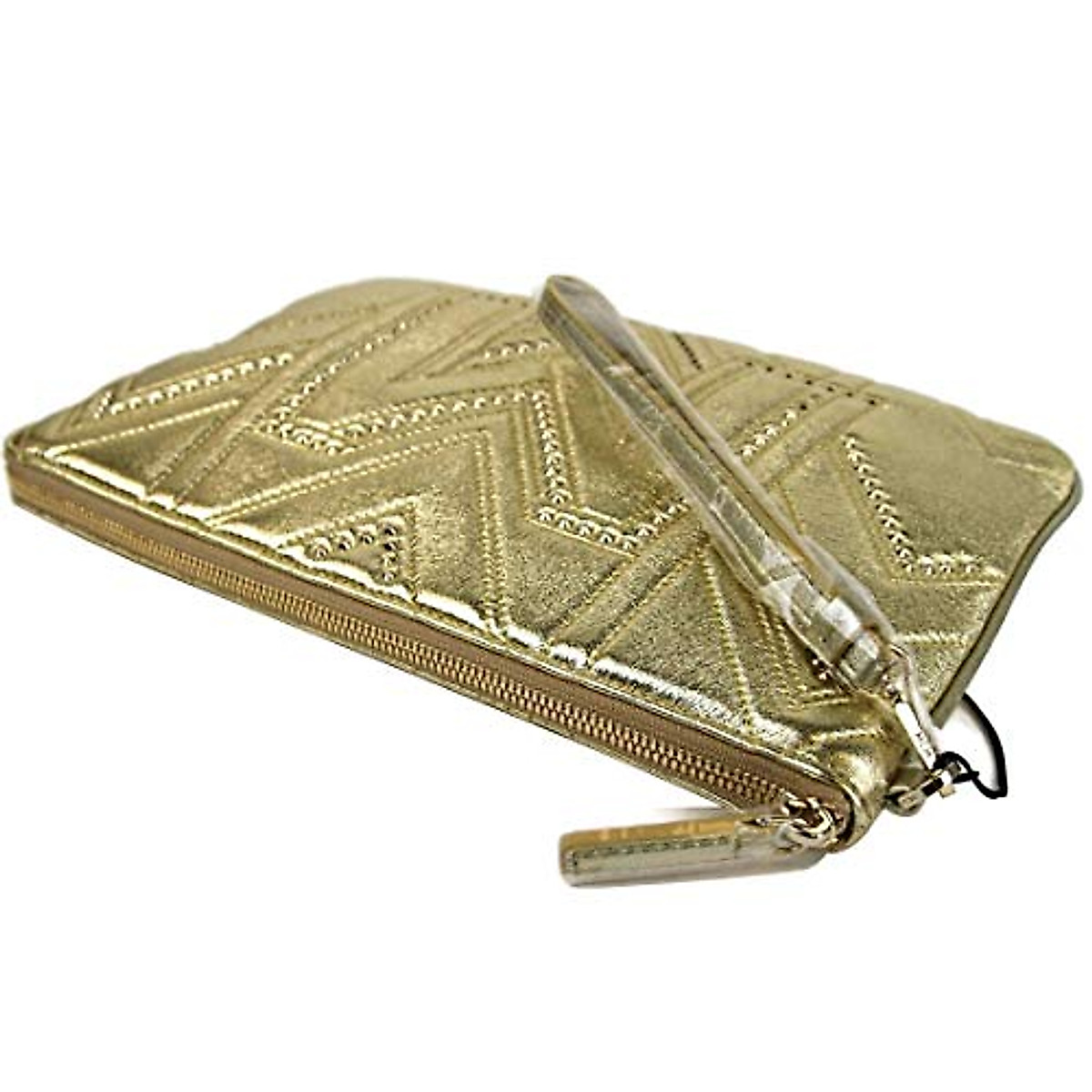 MCM Women's Munichi Gold Metallic Leather Medium Pouch Wristlet MYZ9SKL02DA001