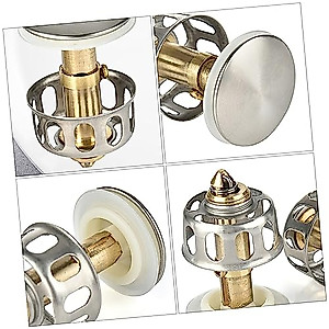BEBEMOKO 2pcs Sink Drain Hair Catcher Sink Filter Strainer No Overflow Bathtub Drain Stoppers Up Drain Filter Wash Basin Stopper Over Sink Strainer All Copper Plus 304