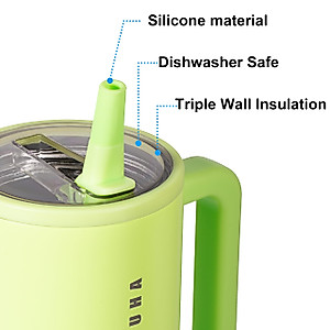 ORJUHA 40 Oz Travel Tumbler - Modern 100% Leakproof Reusable Insulated Tumbler with Handle and flip Straw - Stainless Steel Travel Mug Cupholder Friendly-Gifts for Women & Men (Honeydew)