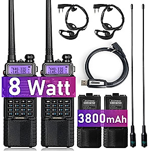 BaoFeng Radio High Power Ham Radio Handheld 144-148Mhz/420-450Mhz Upgraded BaoFeng UV-5R with Rechargeable 3800mAh Battery Walkie Talkie with TIDRADIO Programming Cable (2 Pack)