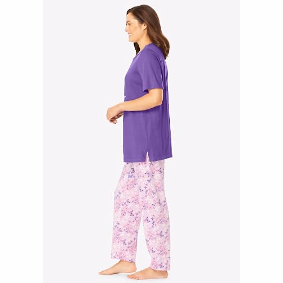 Dreams & Co. Women's Plus Size Graphic Tee PJ Set - 2X, Waterfall Paisley