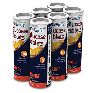TRUEplus Glucose Tablets, Orange Flavor - 6X 10ct Tubes