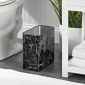 mDesign Small Metal 2.4 Gallon Trash Can Wastebasket Garbage Bin for Bathroom - Mini Slim Rubbish Waste Bin for Master or Guest Bath, Bedroom, Garage, Laundry Room, or Playroom, Soft Brass, Pack of 1