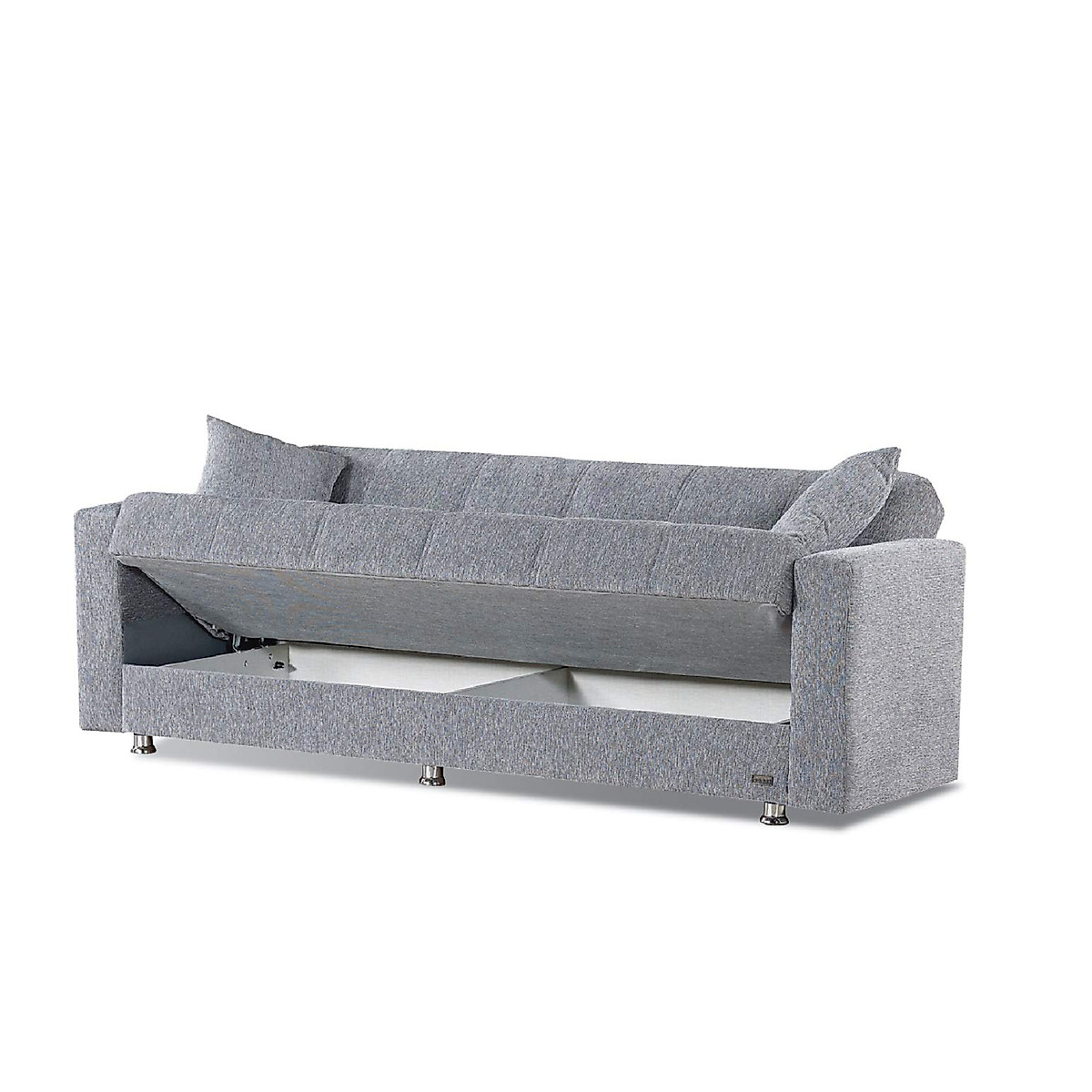 Beyan Signature Empire Furniture USA Niagara Collection Convertible Sofa Bed with Storage Space, Includes 2 Pillows, Gray