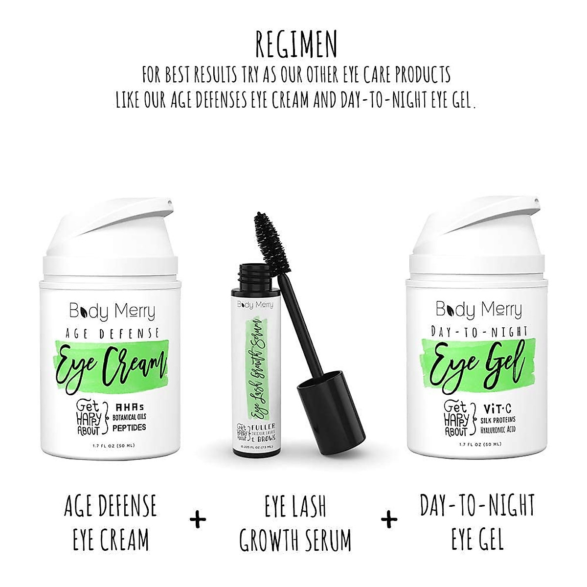 Body Merry Eye Lash Growth Serum – Boost Natural Brows and Lashes – Intense Conditioner and Volumizing Treatment with Biotin and Peptides, 0.225 fl oz