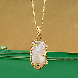 Ross-Simons 8x20mm Cultured Baroque Pearl Pendant in 14kt Yellow Gold