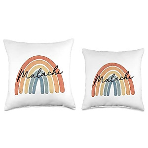 Boys & Girls New Baby Personalized Name Cushions New Born Baby Malachi Personalized Gift Rainbow Nursery Throw Pillow, 16x16, Multicolor