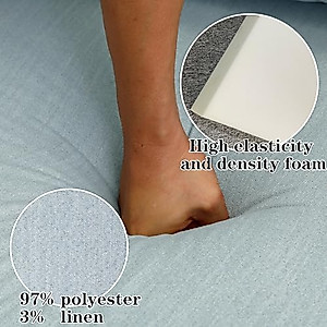 Convertible Modular Sectional Sofa Sleeper Couch,Free Combination Sofa Couch for Living Room,Seat Cushion and Back Cushion Removable and Washable,Light Blue (3 Seater with 1 Ottoman)