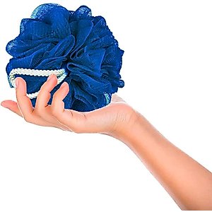 DecorRack Loofah Shower Bath Sponge 60g, Random Color Mesh Pouf Body Bathing Shower Scrubber Loofa Sponge, 1 Loofah of Random Color (1 Pack)