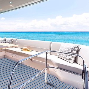 Eapmic EVA Faux Teak Decking Sheet for Fish Boat Yacht Non-Slip Marine Flooring Mat (Light Grey with Blue Stripes, 94.5"x35.4")