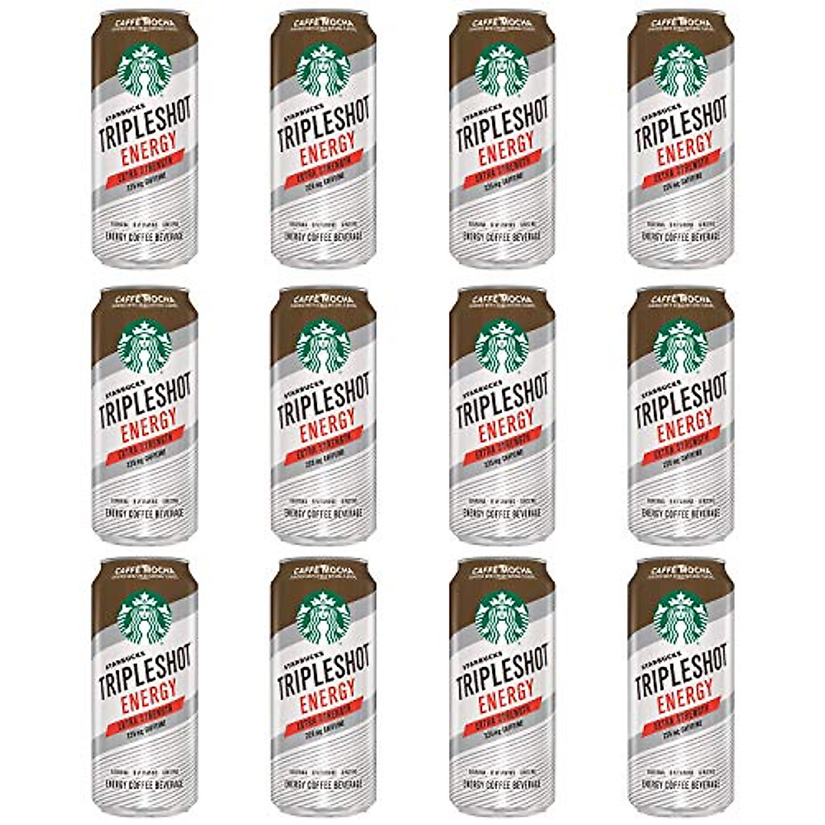 Starbucks Tripleshot Energy Extra Strength Espresso Coffee Beverage, Caffe Mocha, 225mg Caffeine, 15oz cans (12 Pack)