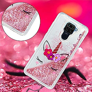 EMAXELER Compatible with Redmi Note 9 Case Cover 3D Creative Design Cartoon Pattern Anti-Fall Flowing Quicksand Bling Shiny Liquid TPU Soft Case for Redmi Note 9 TPU Eyelash XY.