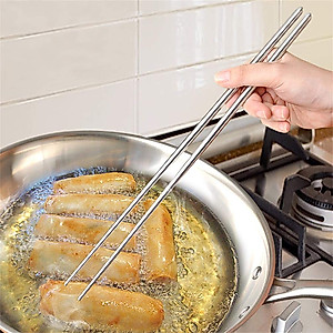 Extra Long 14 Inch Hot Pot Chopsticks,Cooking,Frying,Noodle Chopsticks,Stainless Steel (4 pairs)