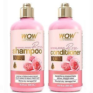 WOW Skin Science Himalayan Rose Hair Shampoo & Conditioner for Dry Damaged Hair - Hydrating Hair Repair (Set 16.9 Fl Oz (Pack of 2))