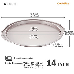 CHEFMADE Pizza pan, 14 Inch Non-Stick Pizza Tray Bakeware for Oven Baking (Champagne Gold)