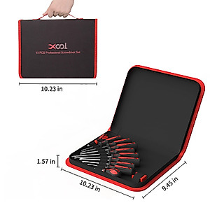 XOOL Magnetic Screwdriver Set 10PCS, 5 Phillips and 5 Flat Head Tips Professional Cushion Grip Screwdriver Non-Slip for Repair Home Improvement Craft