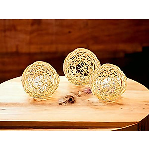 Alpha Living Home Gold Metal Band Decorative Dining Ball Set of 3 - Geometric Sculptures, Metal Sphere Decorative Ball, Decorative Balls for Centerpiece Bowls, Orbs Decorative Balls - 4.5 Inches