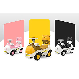 POCO DIVO Baby Calf 3-in-1 Walker Low-seat Ride On Toy Sliding Car Pushing Cart with Sound - Black/White