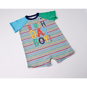 Mud Pie Baby Kids Birthday Boy Shortall, Multi, 12-18 Months