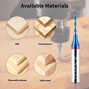 EANOSIC Upcut Spiral Router Bit 1/4 inch Shank, 1/16 inch Cutting Diameter Solid Carbide with Blue Nano Coated CNC Router Bits End Mill for Wood Carving, Engraving