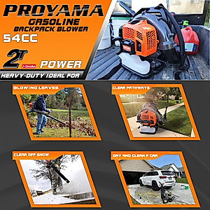 PROYAMA 54CC Gas Powered Backpack Leaf Blower 780CFM 248MPH Extreme Duty 2-Cycle Gasoline Powered Leaf blowers for Lawn Care Yard Snow Blowing Dust Debris