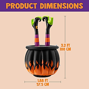 JOYIN 3.2FT Halloween Inflatable Witch Legs in Cauldron Cooler, Halloween Cooler for Drinks, Decoration Theme Party Décor, Party Supplies for Halloween Parties, Lawn Inflatables Home Family Outside