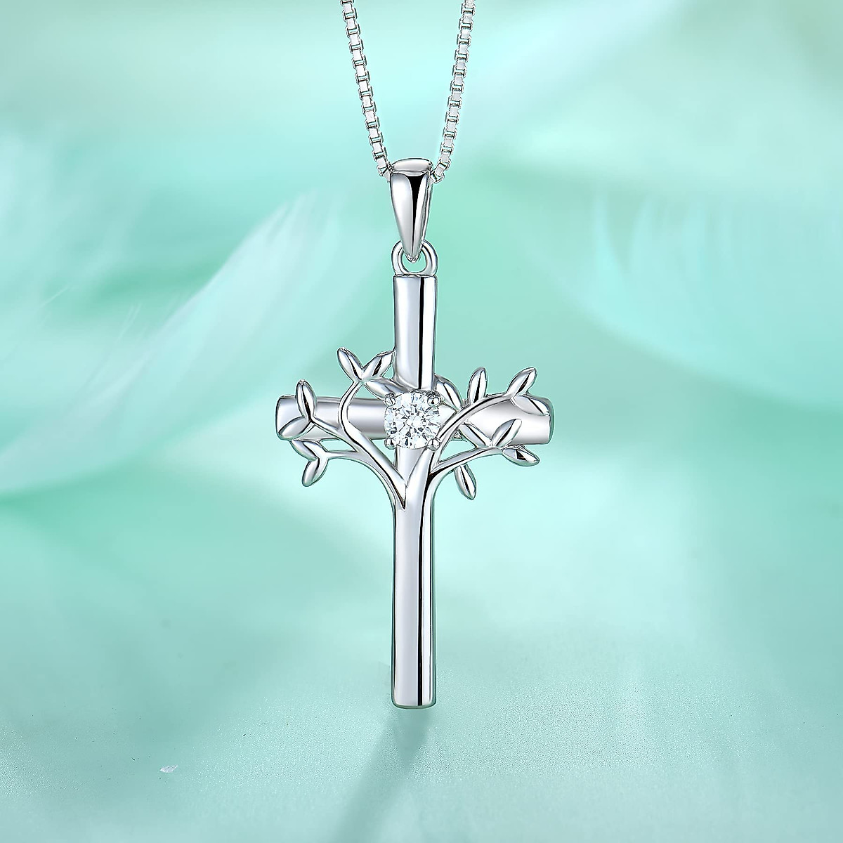 STARCHENIE Cross Necklace 925 Sterling Silver Tree of Life Pendant Crucifix Jewelry for Women