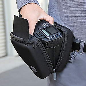 USA GEAR Hard Shell DSLR Camera Case (Black) with Molded EVA Protection, Quick Access Opening, Padded Interior and Rubber Coated Handle-Compatible with Nikon, Canon, Pentax, Olympus and More