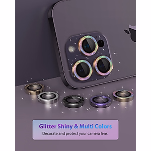 LRONFIEE for iPhone 14 Pro and iPhone 14 Pro Max Camera Lens Protector Aluminium Alloy Tempered Glass Camera Cover for iPhone 14 Pro Max 6.7"/ 14 Pro 6.1" (1 Set) CD Texture Gold