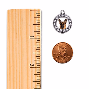 Inspired Silver - German Shepherd Face - Silver Necklace for Women - Circle Pendant Chain Necklace Jewelry Gift with Cubic Zirconia - Women's Necklace Charm with Lobster Claw Clasp