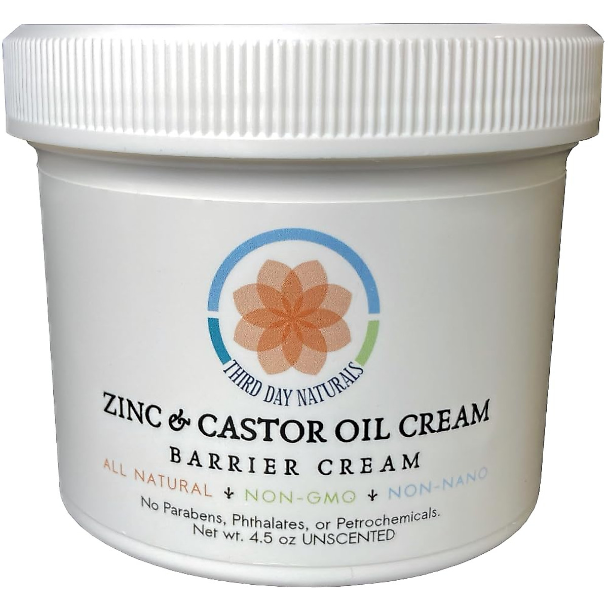 TD Naturals Zinc and Castor Oil Cream – Non-Nano and Non-Gmo Barrier Cream 4.5 oz