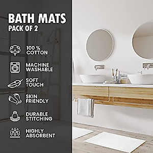 Infinitee Xclusives Premium White Bath Sheets – Pack of 2, 35x70 Inches Large Bath Sheet Towel + Cotton Banded White Bath Mats – Pack of 2, 22x34 Inches