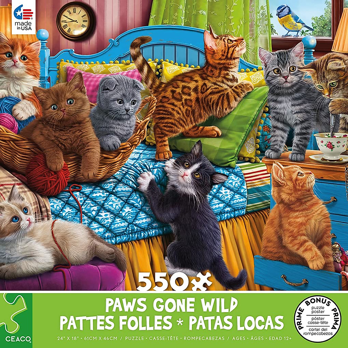 Ceaco - Paws Gone Wild Collection - Cute Kittens - 550 Piece Jigsaw Puzzle